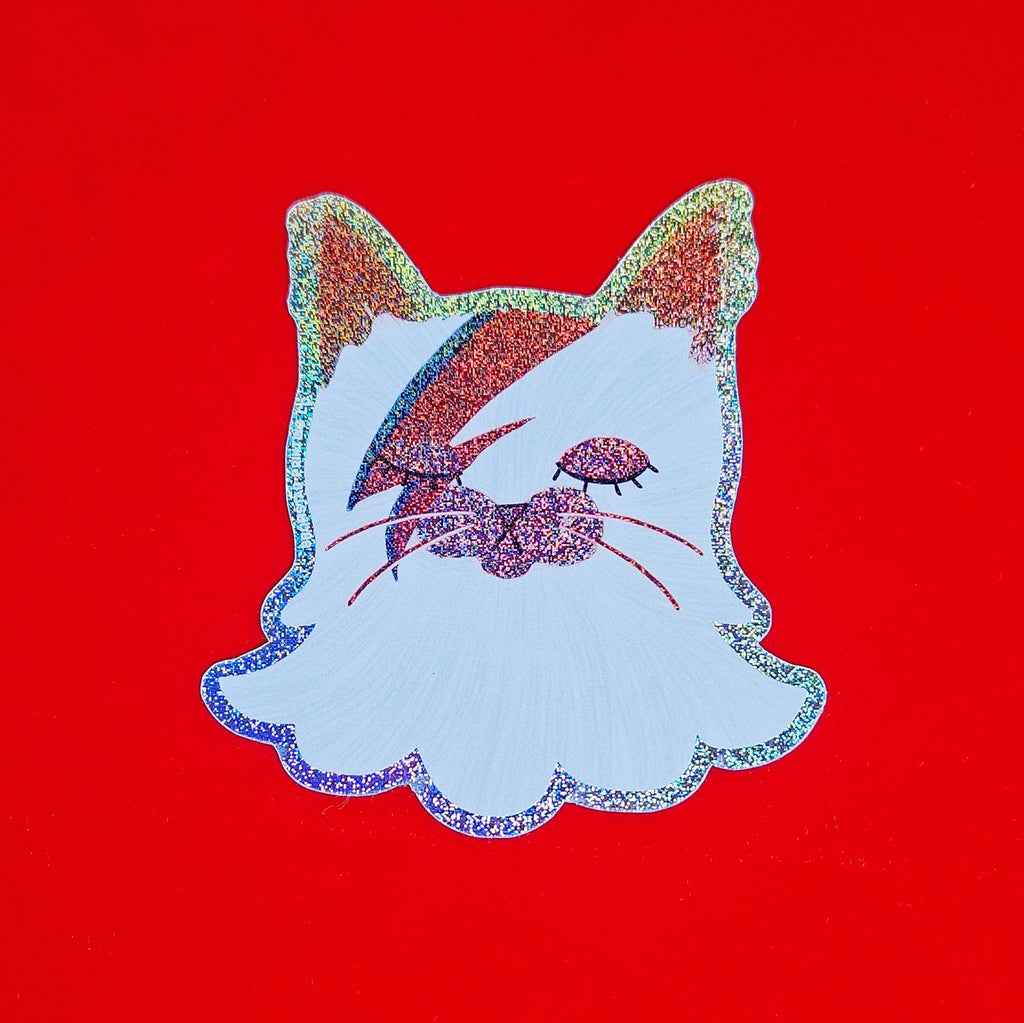 David Bowie Cat - Sparkle Sticker – Q POP