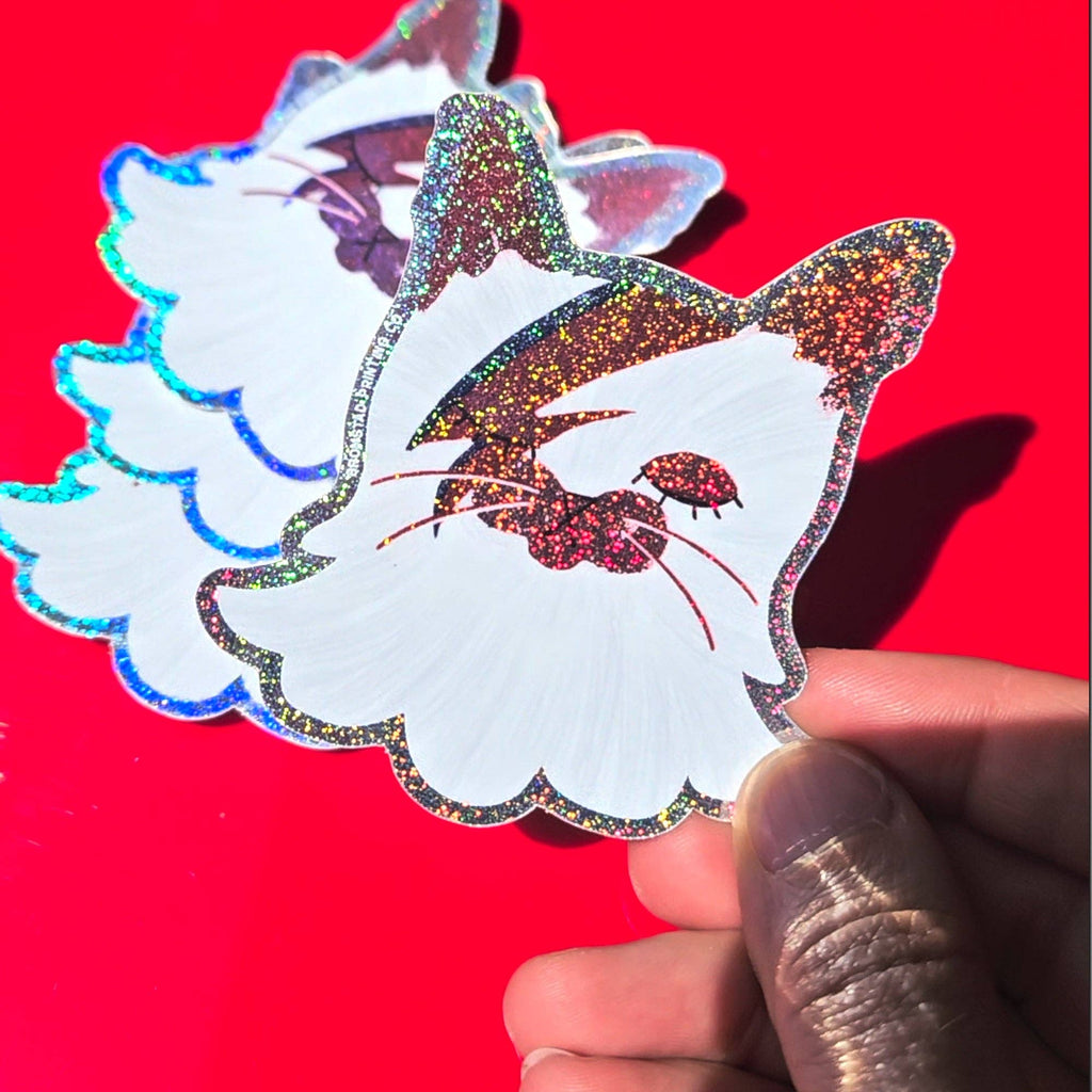 David Bowie Cat - Sparkle Sticker – Q POP